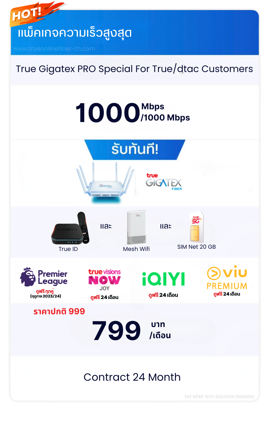 True Online Fiber ติดเน็ตบ้านทรู – บริการติดเน็ตบ้านทรู